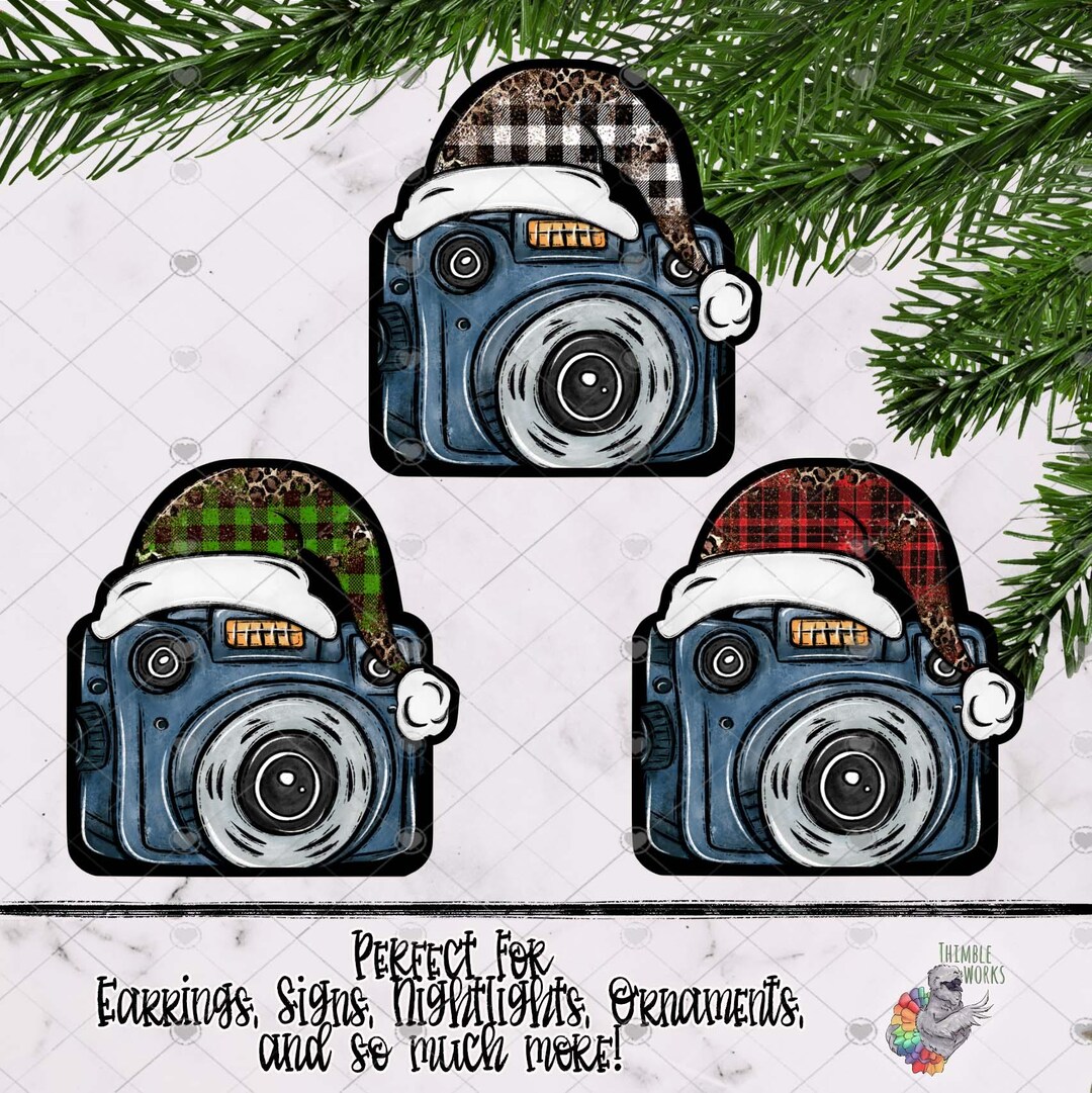 Plaid Camera Design, Santa Design, Christmas Camera Ornament, Camera ...
