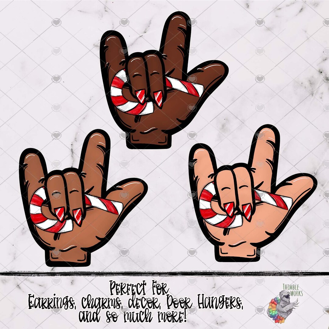 ASL I Love You Candy Cane Earring Design, ASL Design, I Love You Png ...