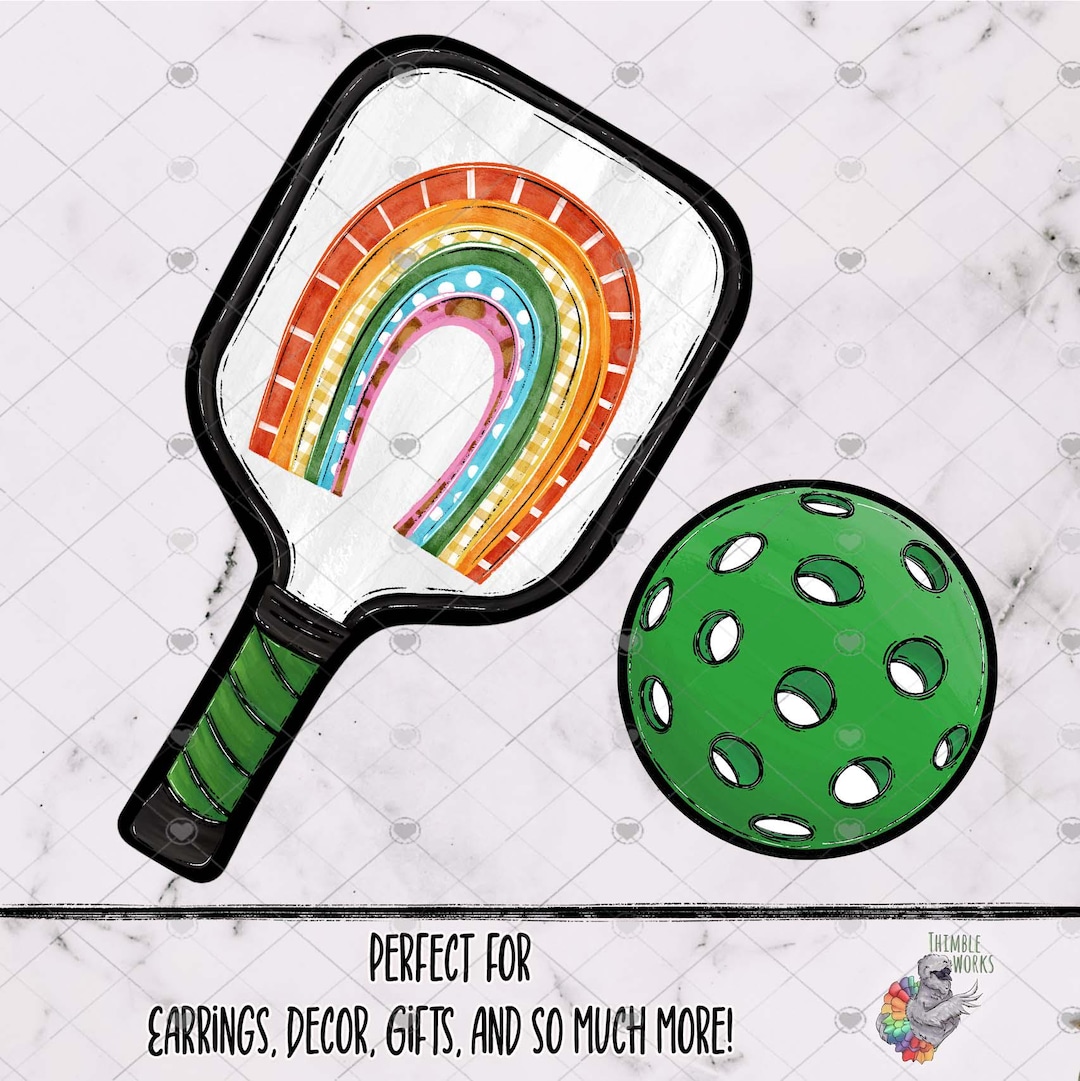 Rainbow Pickleball Earring Design, Pickleball Paddle Earring ...