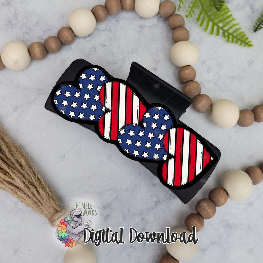 Patriotic Hair Sublimation Design, Large Hair Claw Png, Heart Hair Clip ...