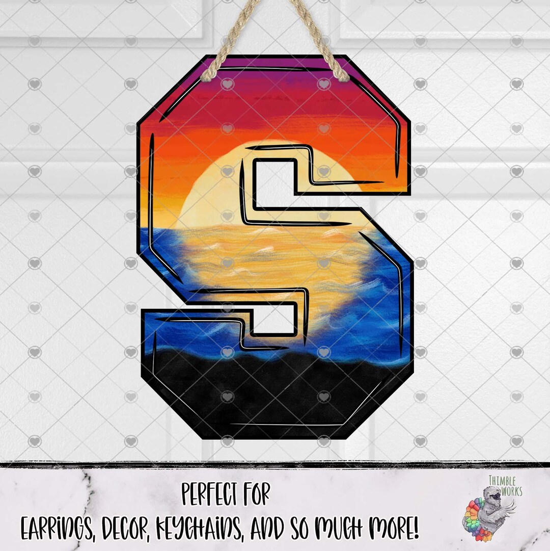 Letter S Sublimation Design, Sunset Design, Beach Door Sign Design ...