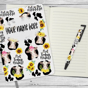 Personalized Cow Print Notebook Leather Journal Farm Notebook Cow ...