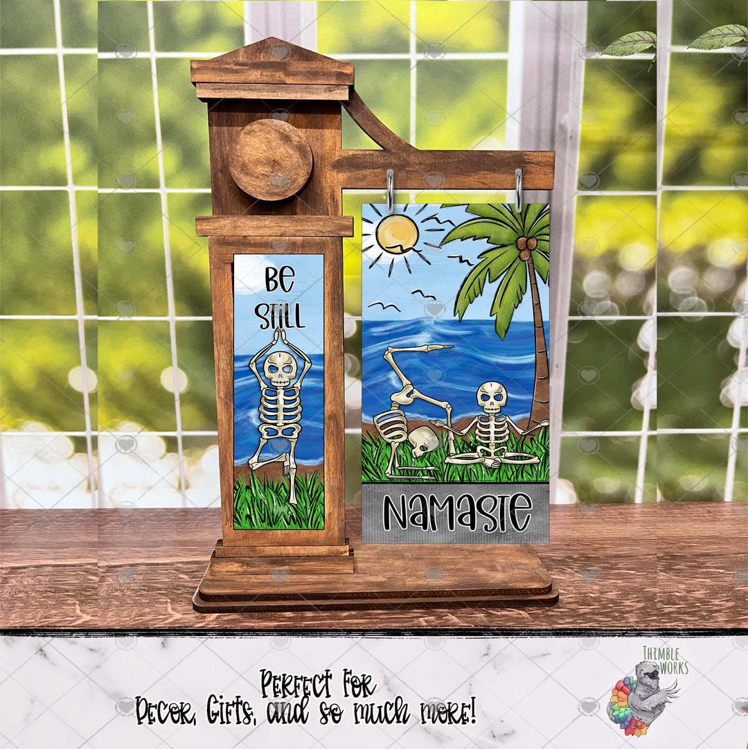 Skeleton Yoga Interchangeable Signpost, Interchangeable Sign Decor ...