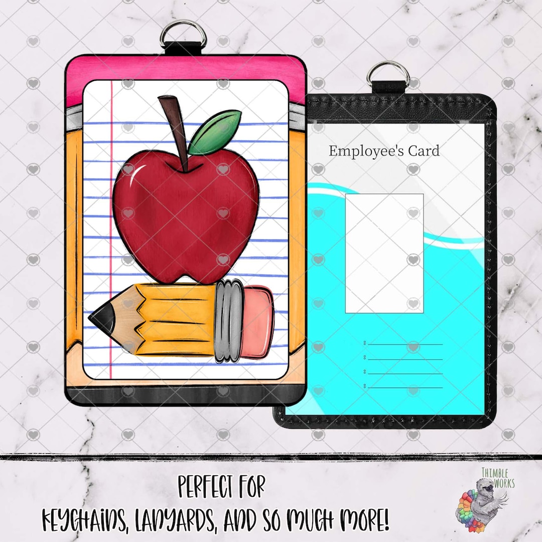 Teacher ID Card Lanyard Design, Teacher Apple Sublimation Design, Fall ...