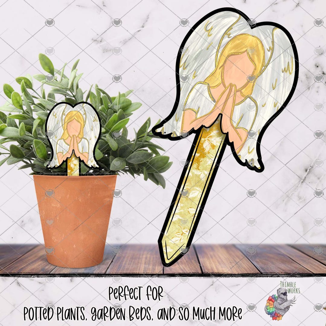 Angel Garden Stake Sublimation Design, Grave Marker Design, Wings Plant ...