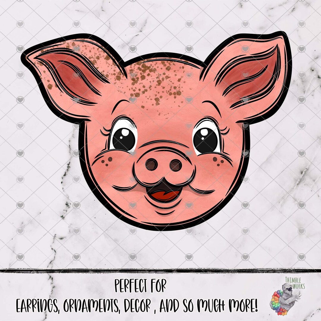 Pig Sublimation Design, Pig Head Home Decor, Farm Earring Design, Pig ...