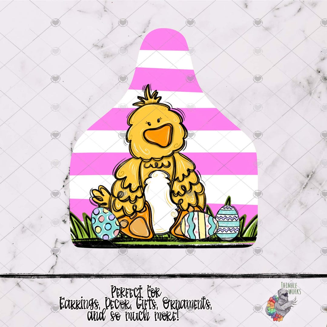 Easter Chick Sublimation Design, Cow Tag Earring, Egg Wall Decor ...