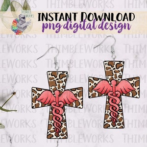 Nurse Earrings Sublimation Design, Caduceus Design, Nurse Png, Doctor ...