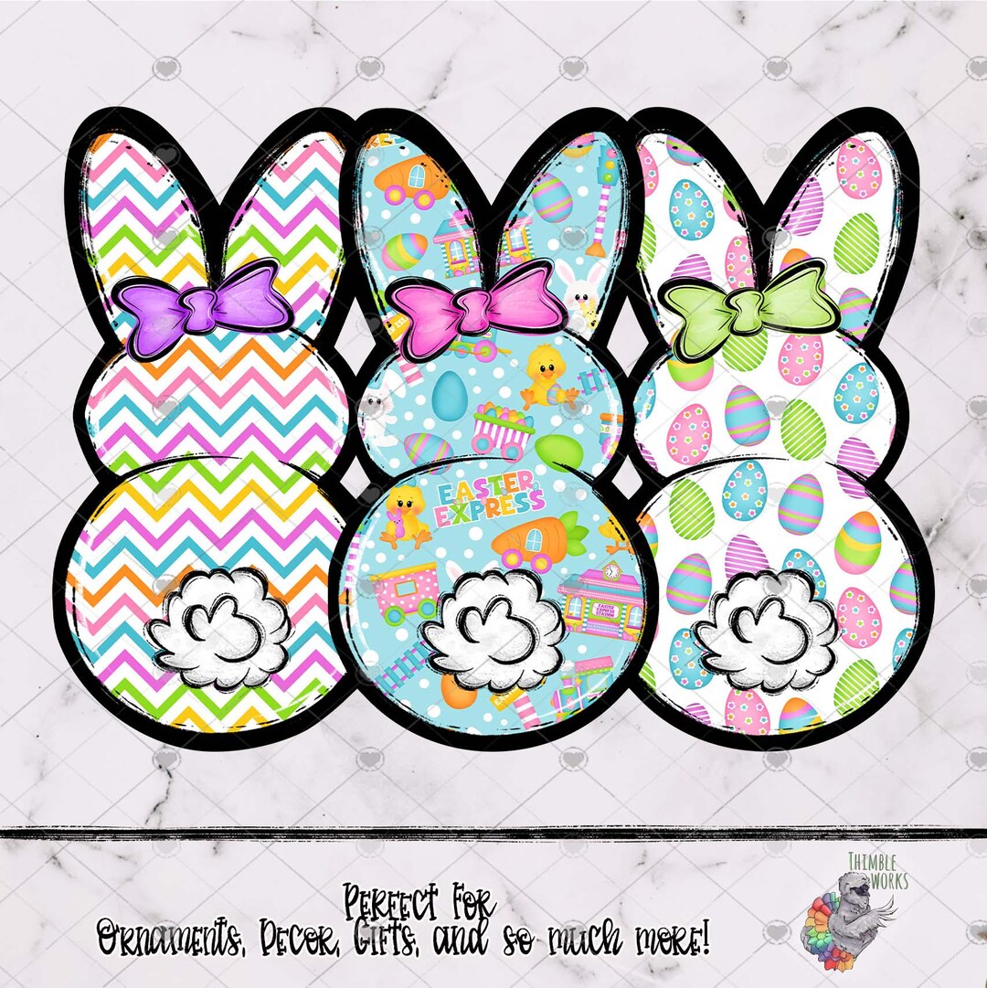 Pastel Easter Express Trio Sublimation Design, Bunny Trio Wall Decor ...