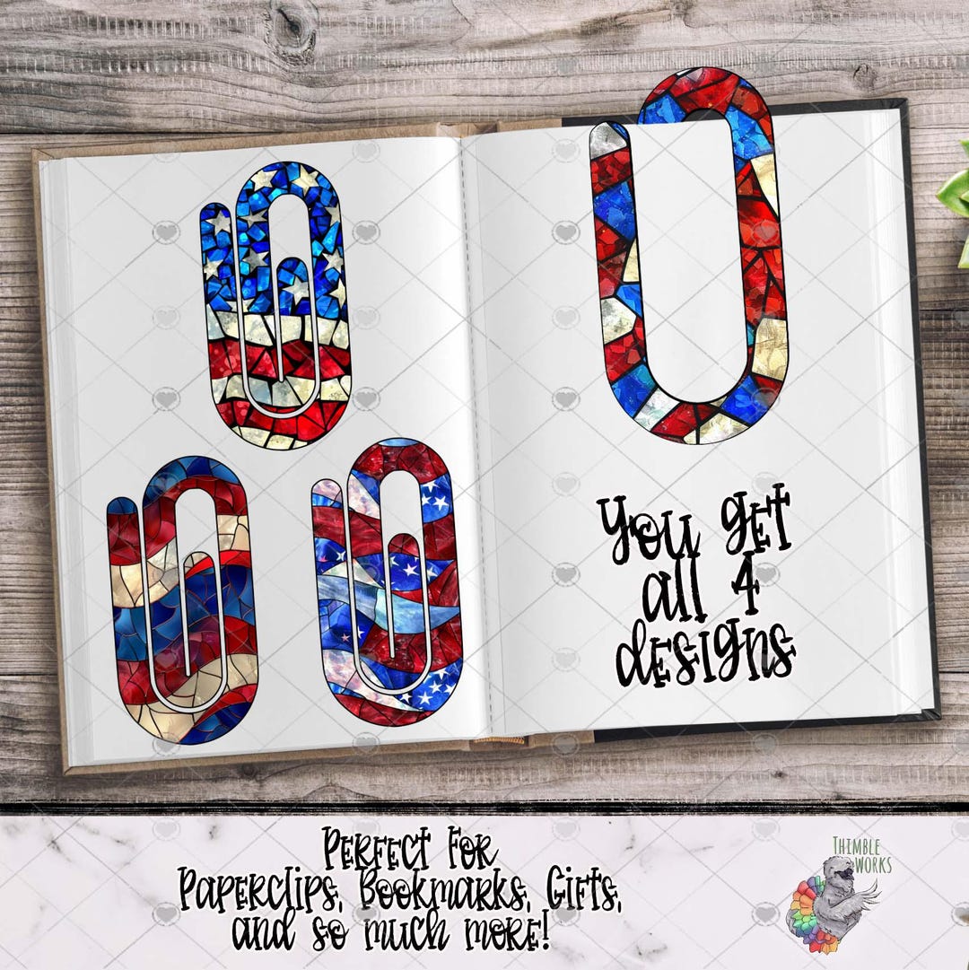 Paperclip Bookmark Design, Bookmark Sublimation Design, Patriotic ...