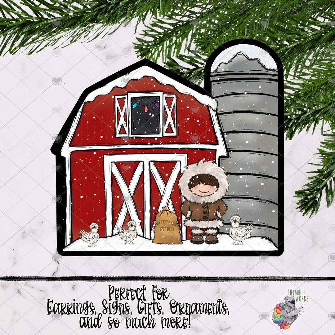 Silkie Chicken Barn Silo Design, Barn Christmas Ornament, Farm ...