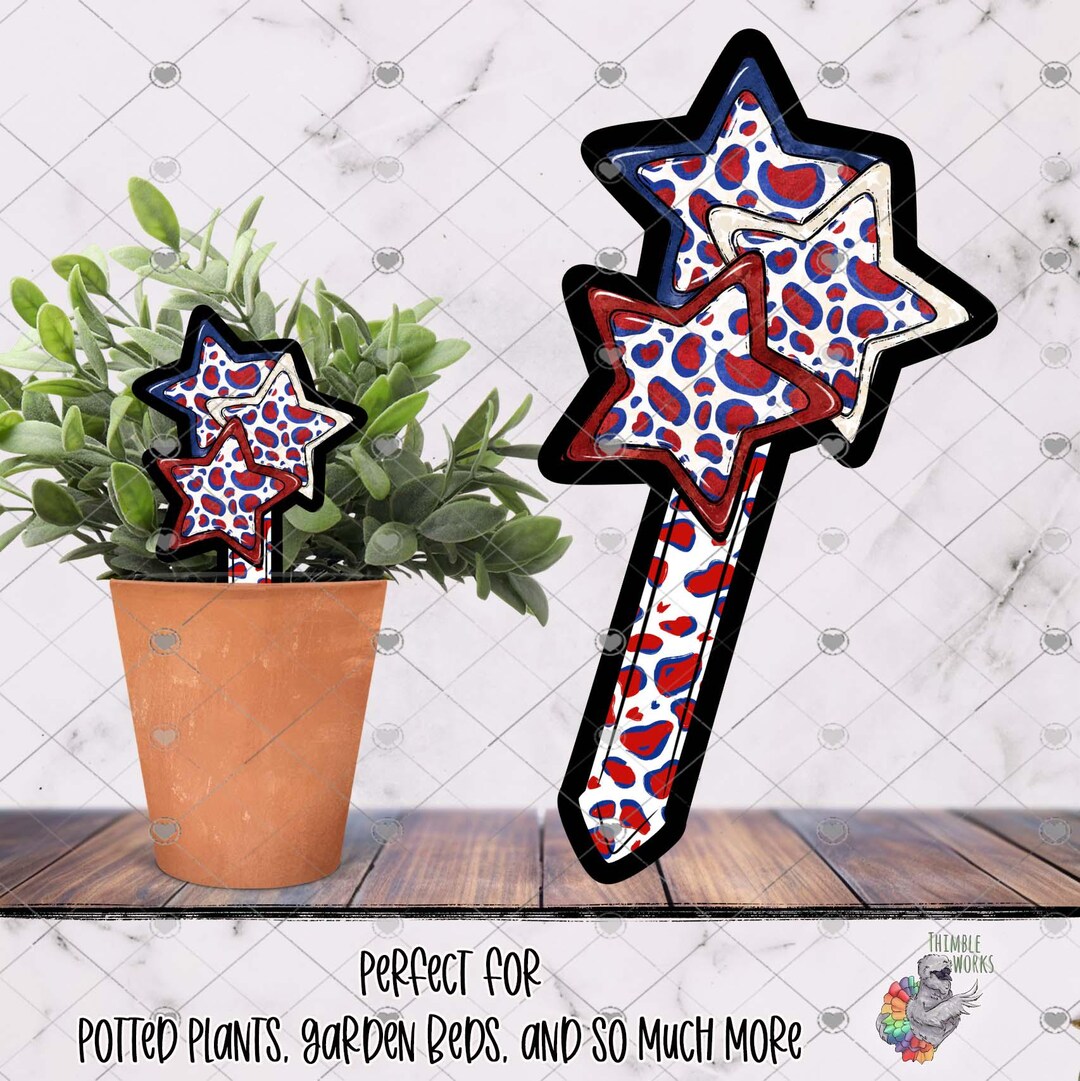 Trio Star Garden Stake Sublimation Design, Patriotic Leopard Garden ...