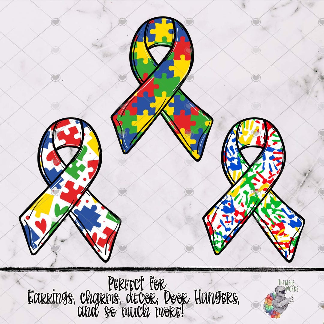 Autism Ribbon Earring Design, Puzzle Ribbon Design, Awareness Design ...