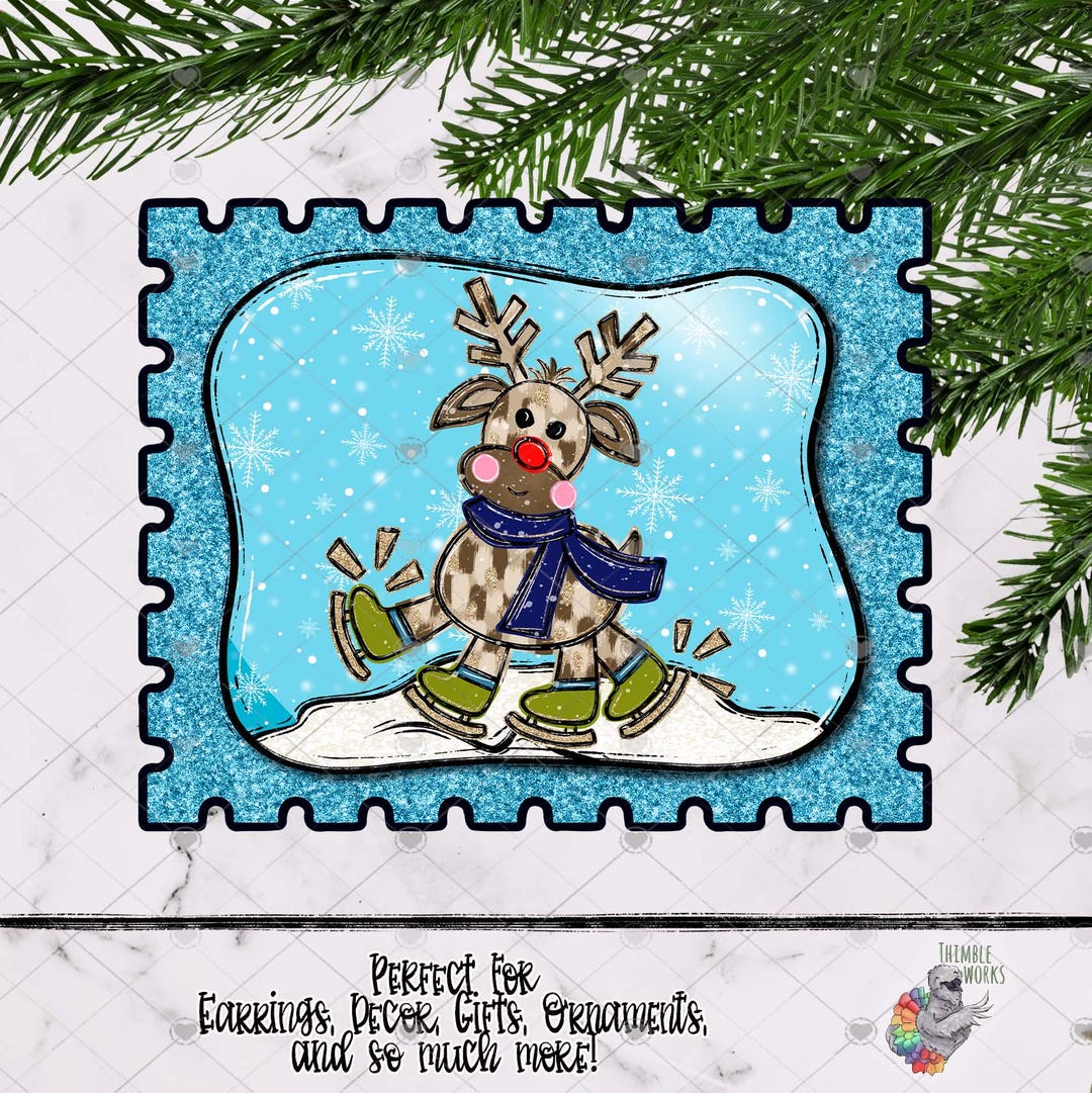 Reindeer Stamp Design, Winter Stamp Ornament, Christmas Ornament ...