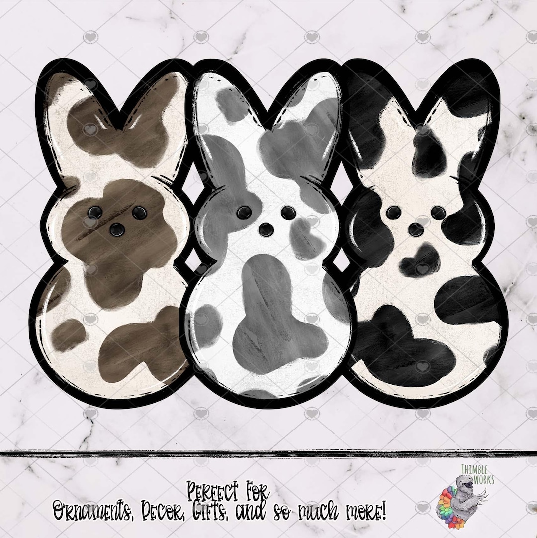 Cow Print Easter Trio Sublimation Design, Farm Bunny Trio Wall Decor ...
