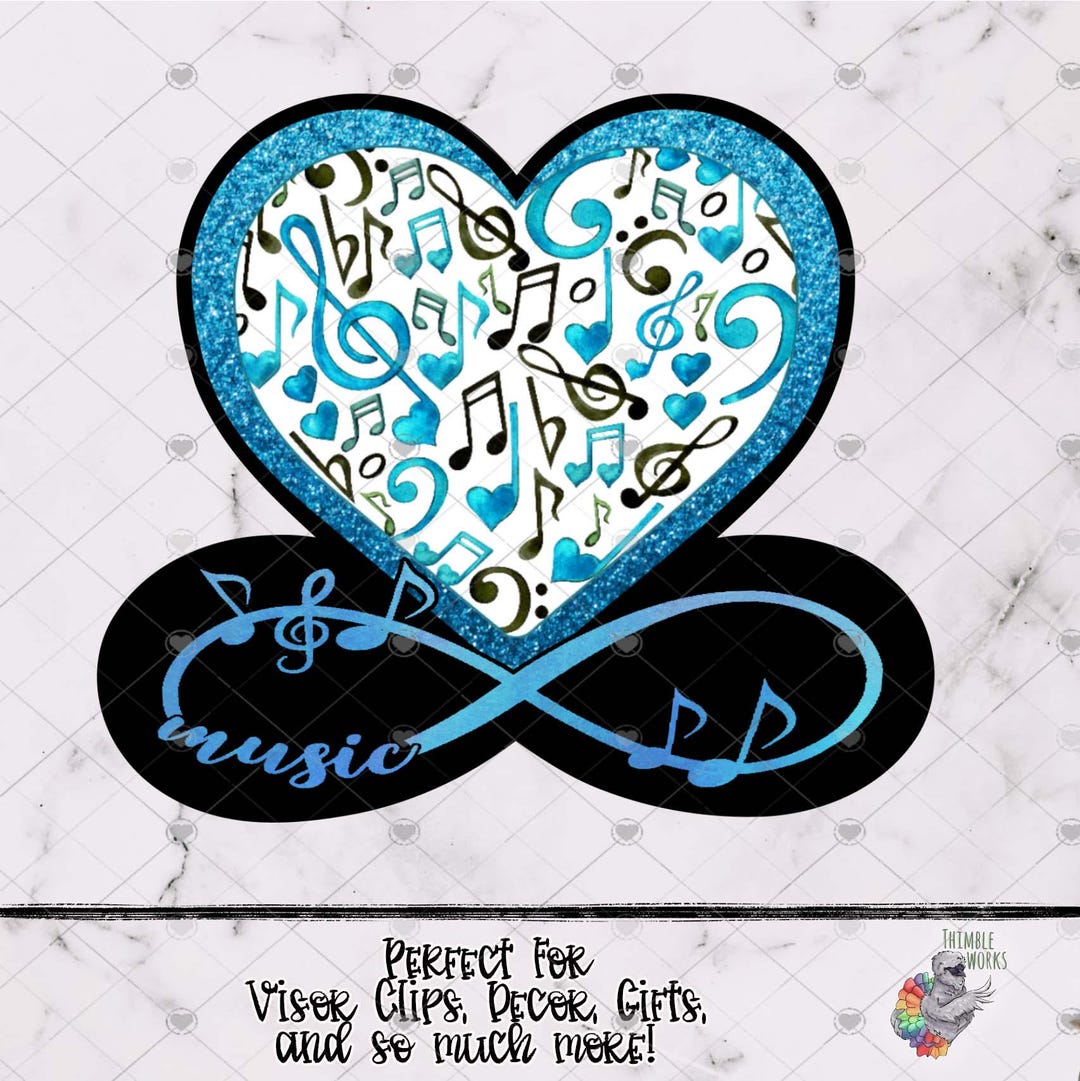 Music Heart Infinity Sublimation Design, Blue Valentine Heart Design ...