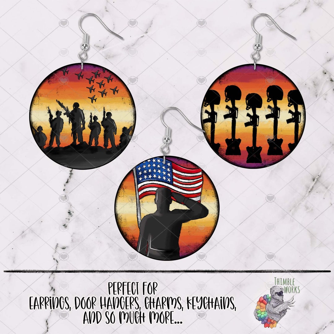 Memorial Day Earring Sublimation Design, Military Earring, Patriotic ...