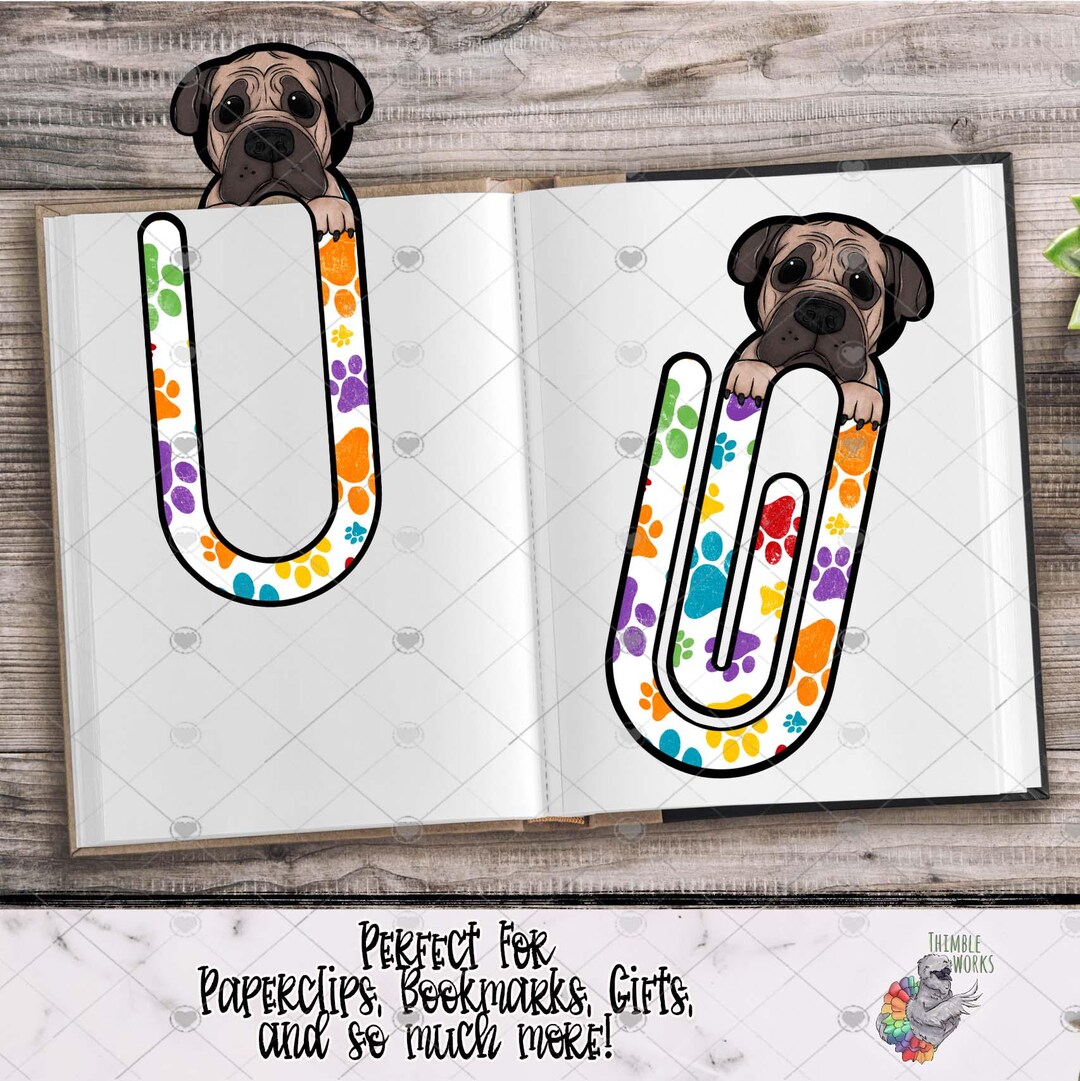 Mastiff Paperclip Bookmark Design, Bookmark Sublimation Design, Dog ...