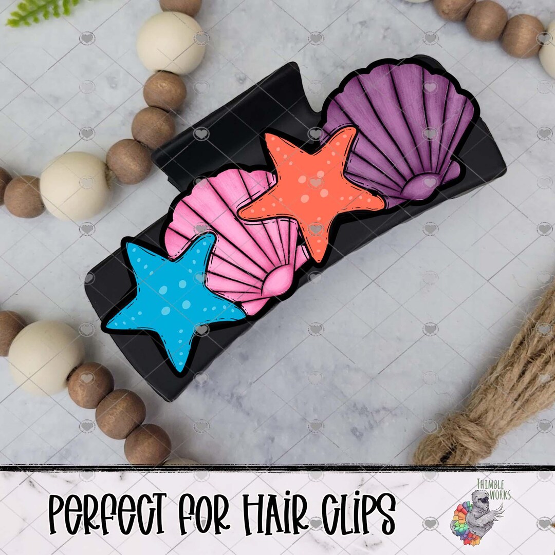 Seashell Hair Sublimation Design, Starfish Hair Claw Png, Shells Hair ...
