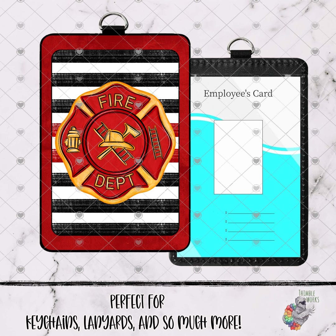 Fire Department ID Card Lanyard Design, Firefighter Sublimation Design ...