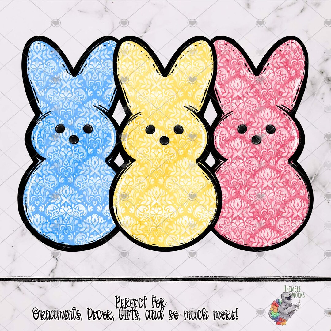 Damask Easter Trio Sublimation Design, Bunny Trio Wall Decor, Easter ...