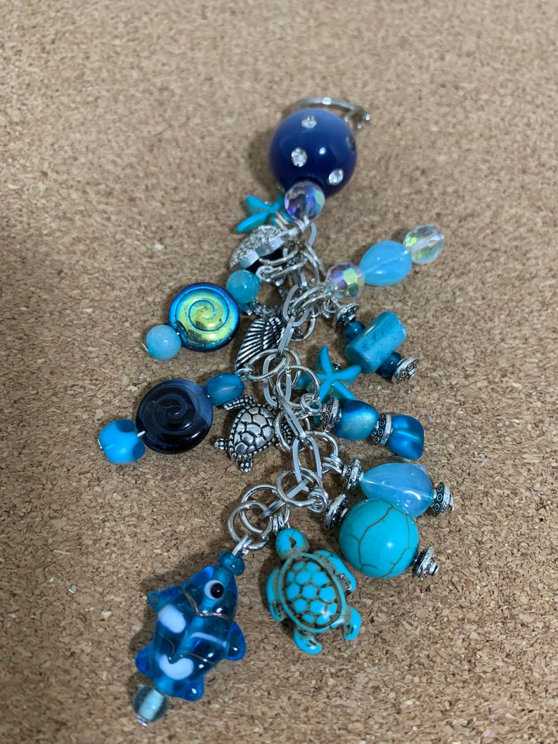 Handmade Beaded Purse Charm Inspired by Blue Tropical Waters and Sea ...
