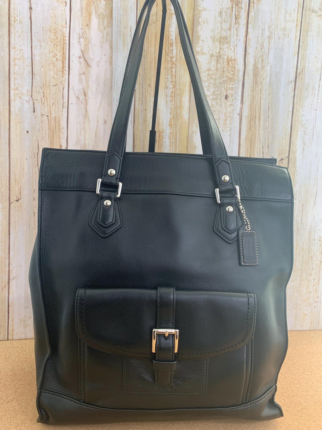 Coach Charlie Style Black Leather Tote Bag D143-F27823. Professional ...