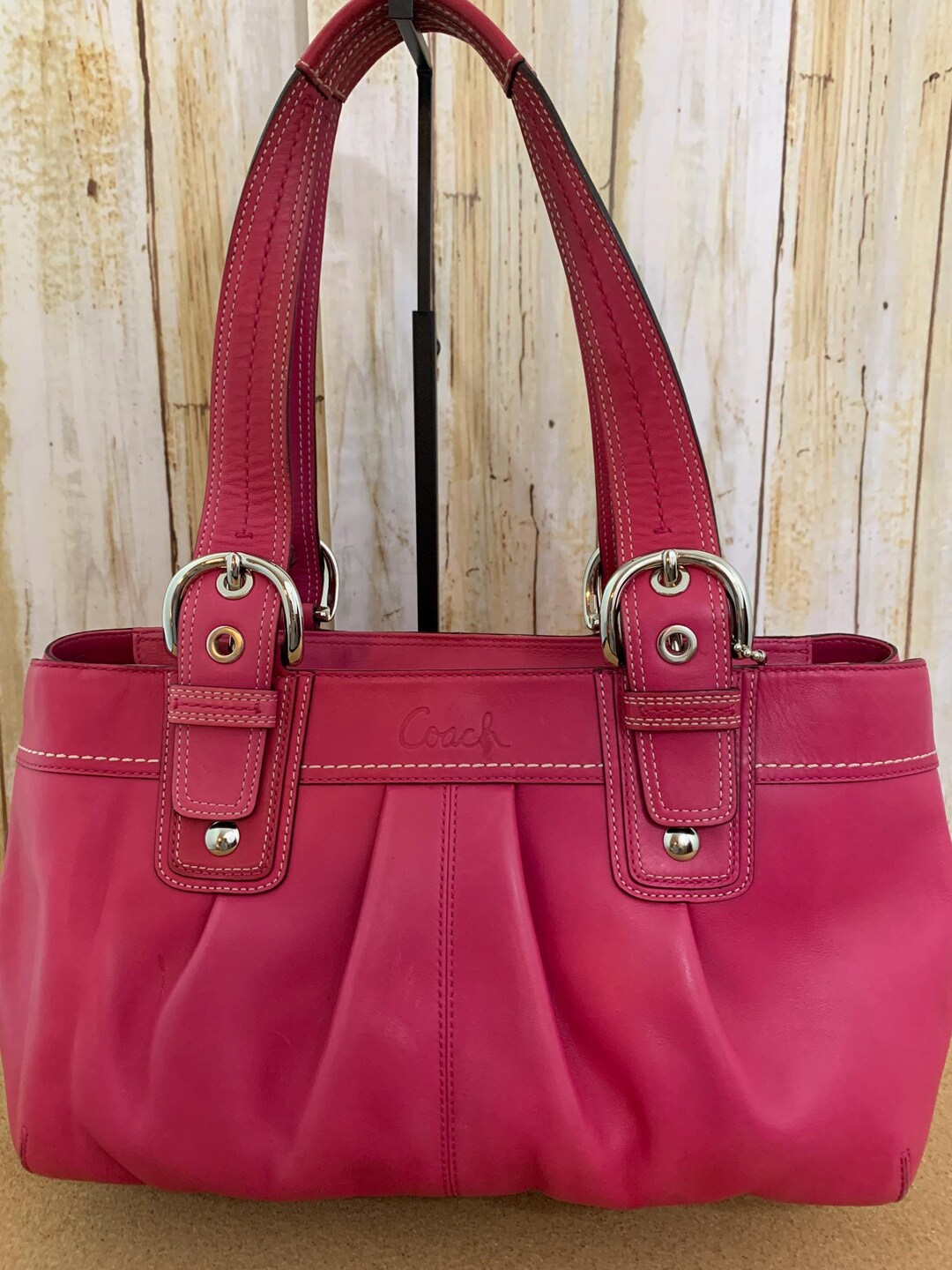 Coach Fuchsia Mia Leather Pleated Shoulder Purse G0973-F13732 - Etsy