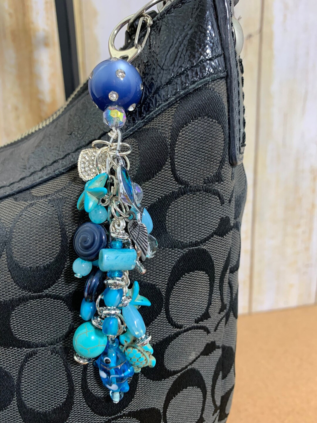Handmade Beaded Purse Charm Inspired by Blue Tropical Waters and Sea ...