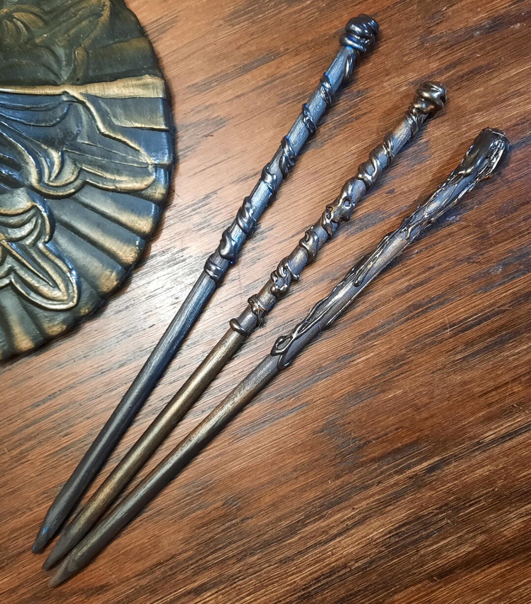 Wizard Wands Set of 3 Shades of Gold & Blue - Etsy