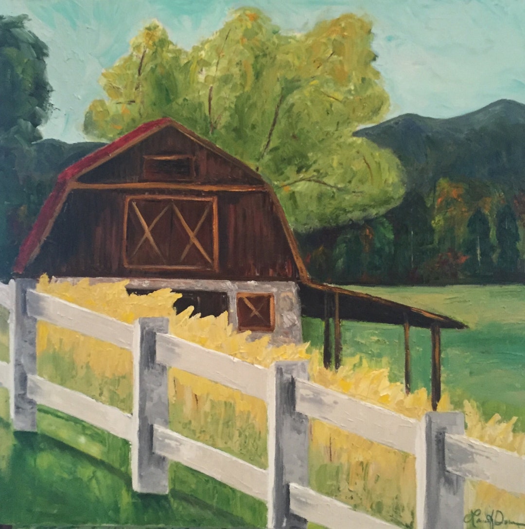 Original Rustic Barn Oil Painting - 24x24" - Etsy