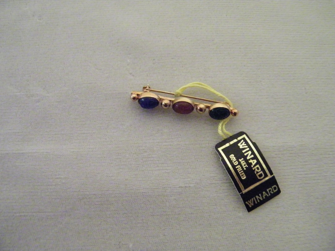 Vintage Winard 14K Gold Filled Scarab Pin W/tag - Etsy