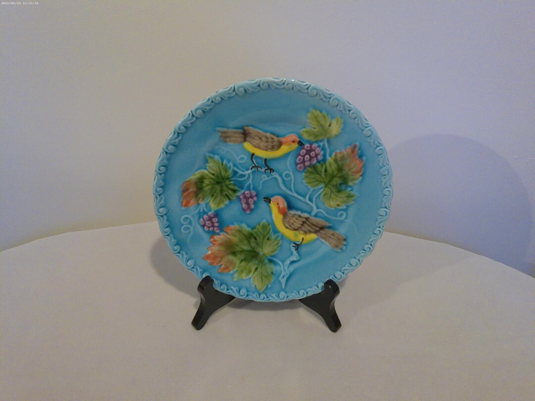 Vintage Erphila Black Forest Art Pottery Majolica Bird Plate Germany - Etsy