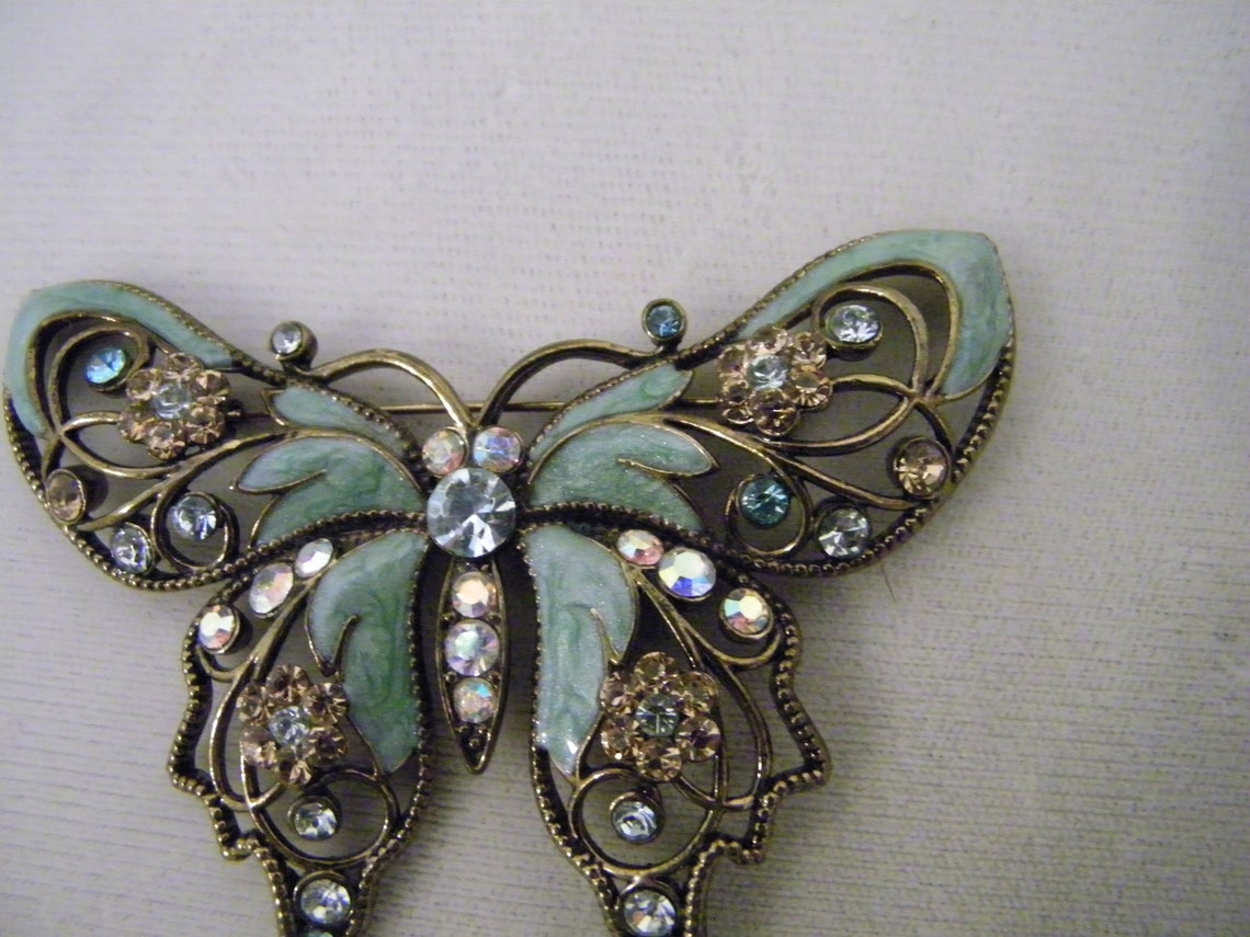 Vintage Nina Ricci Avon Rhinestone Enamel Butterfly Pin Brooch | Etsy