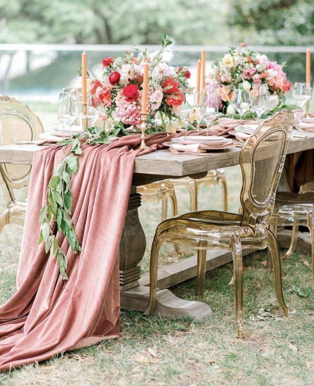 Velvet Table Runner in Blush Mauve, Table Linens, Tablecloth Runner ...