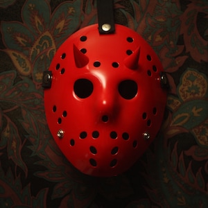 Jason Voorhees Style Red Devil Hockey Mask - Etsy