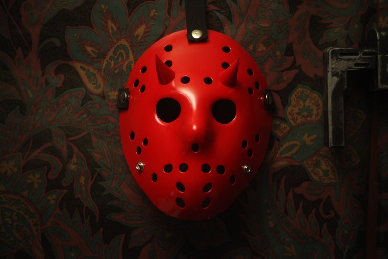 Jason Voorhees Style Red Devil Hockey Mask - Etsy
