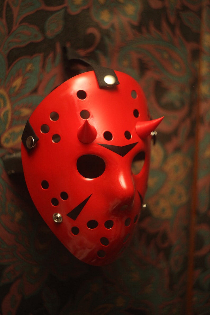 Jason Voorhees Style Red Devil Hockey Mask - Etsy