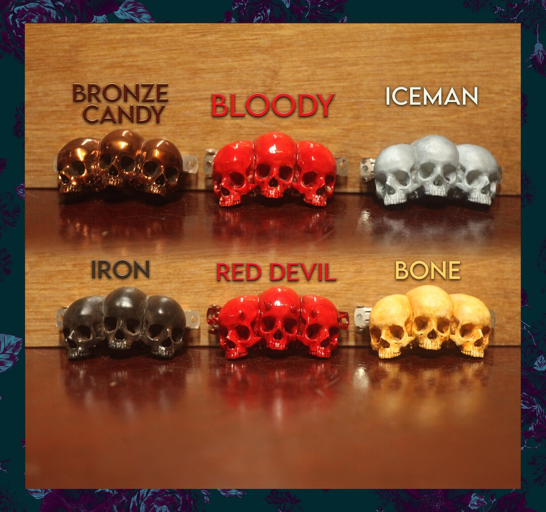 Triple Skull Decorative Hair Barrettes - Etsy