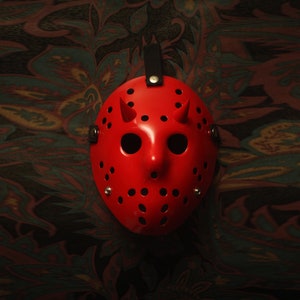 Jason Voorhees Style Red Devil Hockey Mask - Etsy