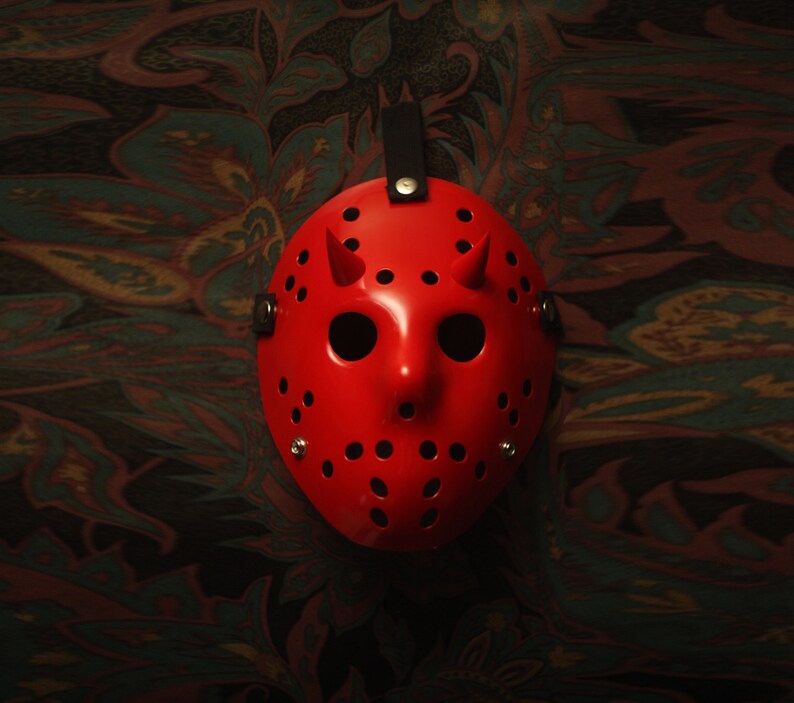 Jason Voorhees Style Red Devil Hockey Mask - Etsy