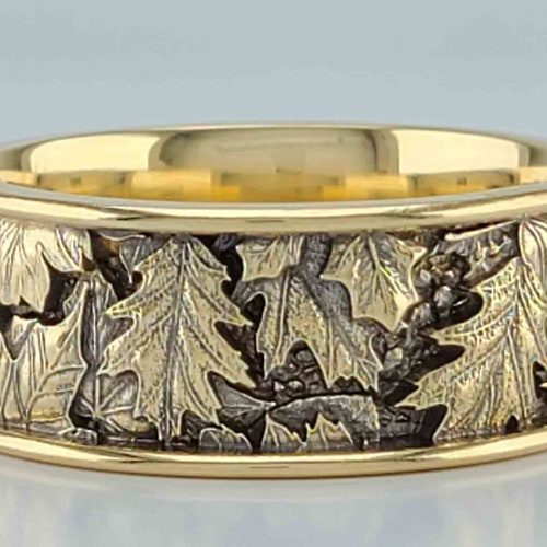 AUTUMN LEAVES WIDE in Silver Gold or 2-toned or Steel Gothic - Etsy