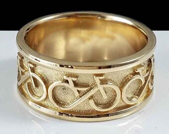 BIKE RIDER Ring in Silver Gold or 2-toned Sports Hobbies | Etsy
