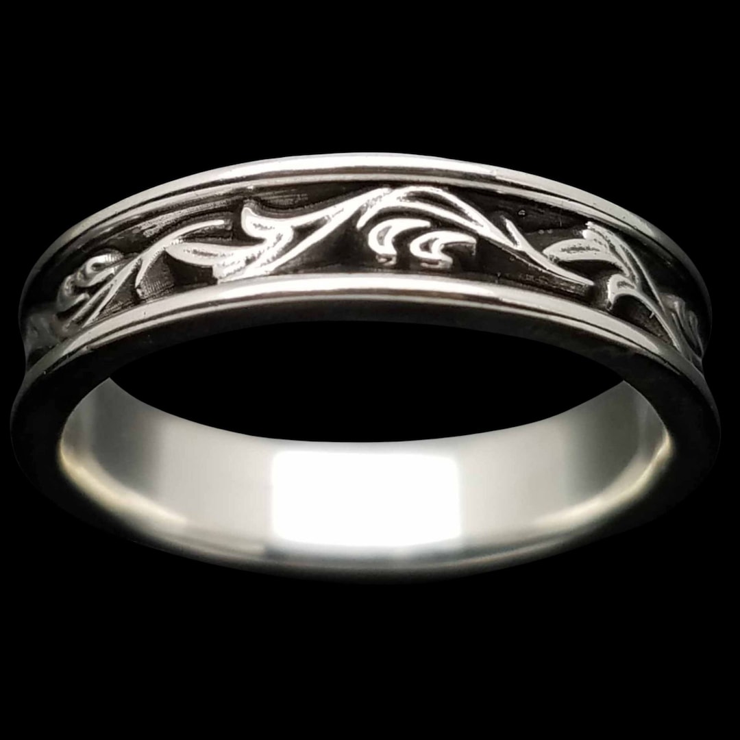 Carved Tendril Vine Ring, Garden Themed Wedding Band - Etsy