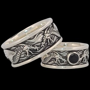 DRACO THE DRAGON in Silver, Gold or 2-toned, Carved Wedding Game of ...