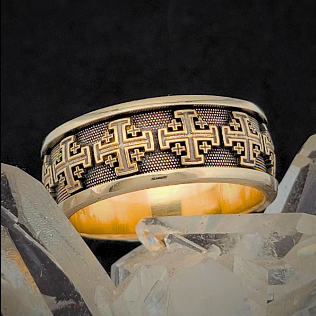 JERUSALEM CROSS WEDDING Ring Protestant Jewelry Christian Orthodox ...