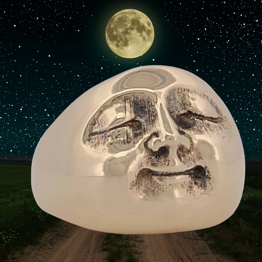 MOONCHILD Smiling Moon Face Tapered Ring, Serene Happy Blissful ...