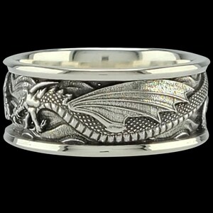 DRACO THE DRAGON in Silver, Gold or 2-toned, Carved Wedding Game of ...