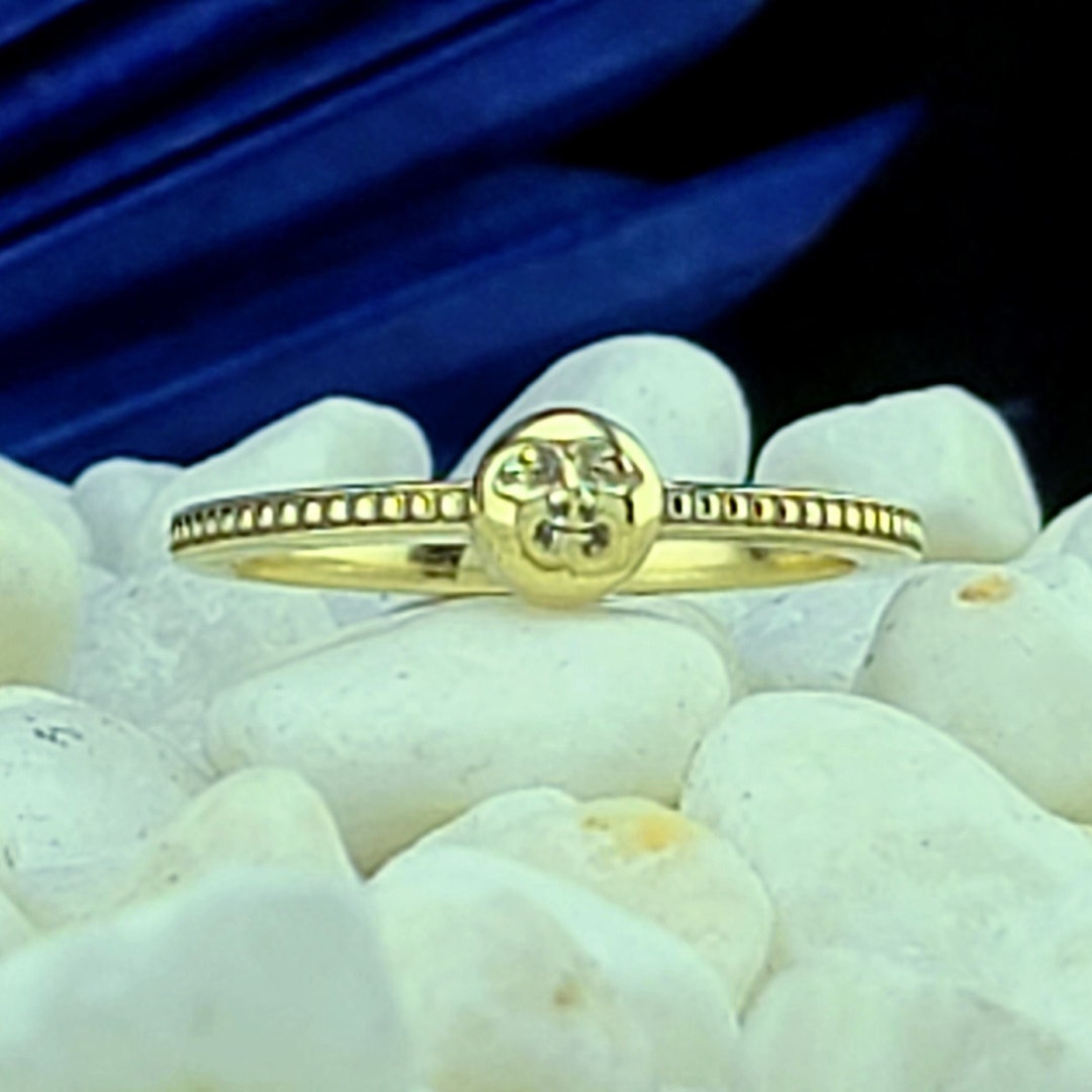 Moon Face Dainty Stacker Cute Smiling Face Stacking Ring Celestial Gift for Children Cute ...