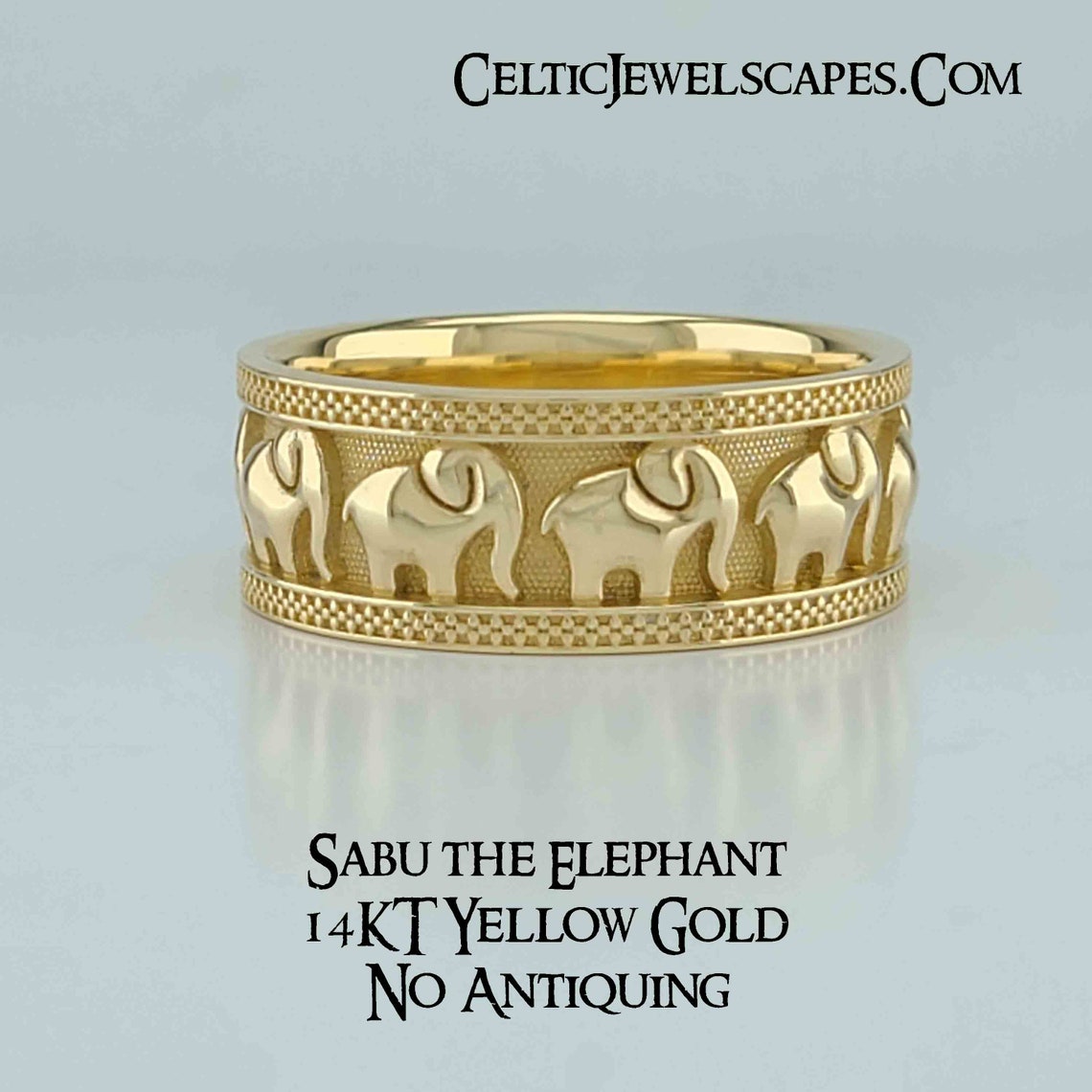 SABU the ELEPHANT Band in Silver Gold or 2-toned Pachyderm | Etsy